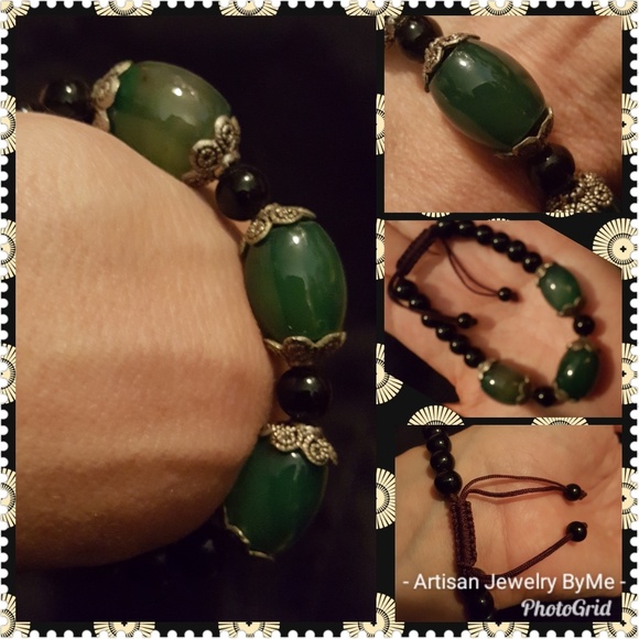 Artisan Handmade Vintage | Jewelry | Tibetansilveronyxjade Draw String ...